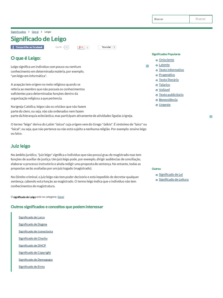 Significado de Leigo - O Que É, Conceito e Definição | PDF | Leigos | Juiz