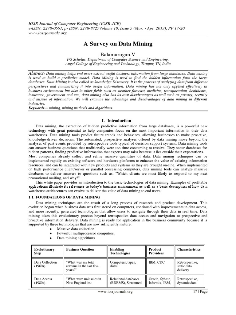 Survey of Data Mining Techniques | PDF | Data Mining | Data Warehouse