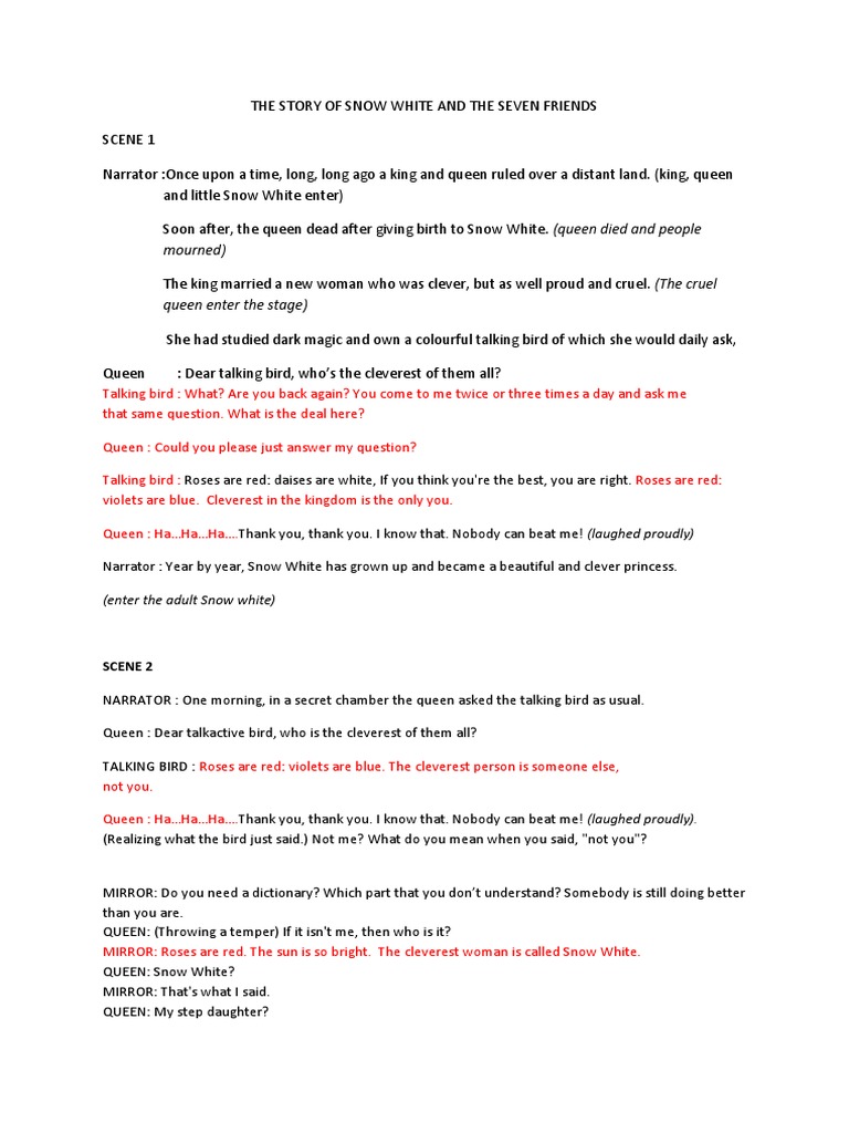 Playscript Snow White | PDF | Snow White | Leisure