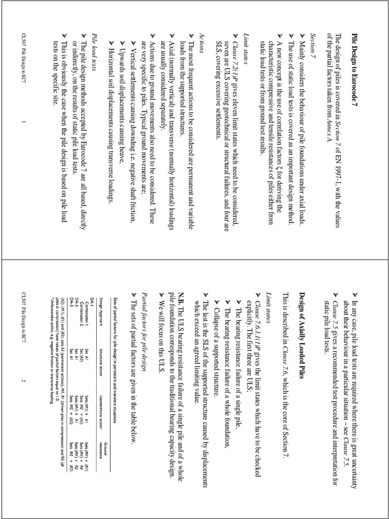 Notes - Pile Design To EC7 | PDF | Deep Foundation | Structural Load