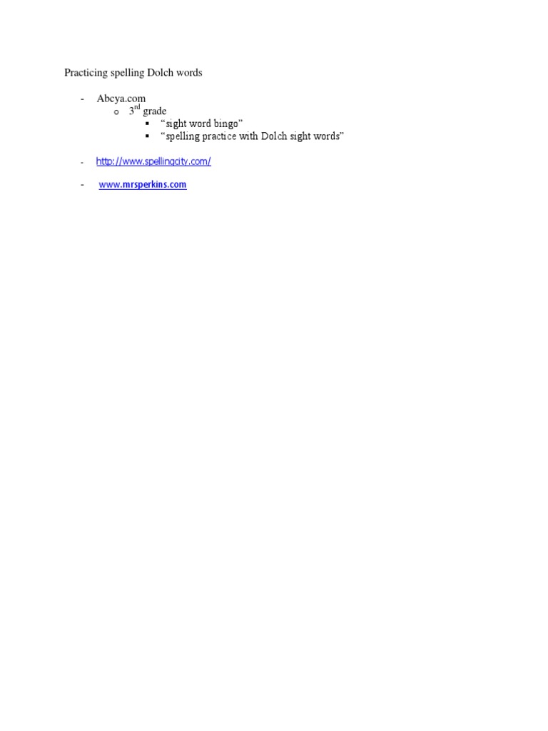 Spelling Dolch Words | PDF