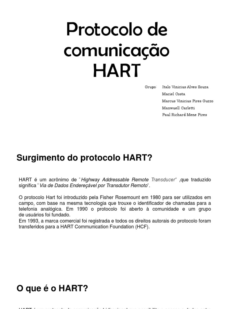 Protocolo HART | PDF | Televisão digital | Padronização