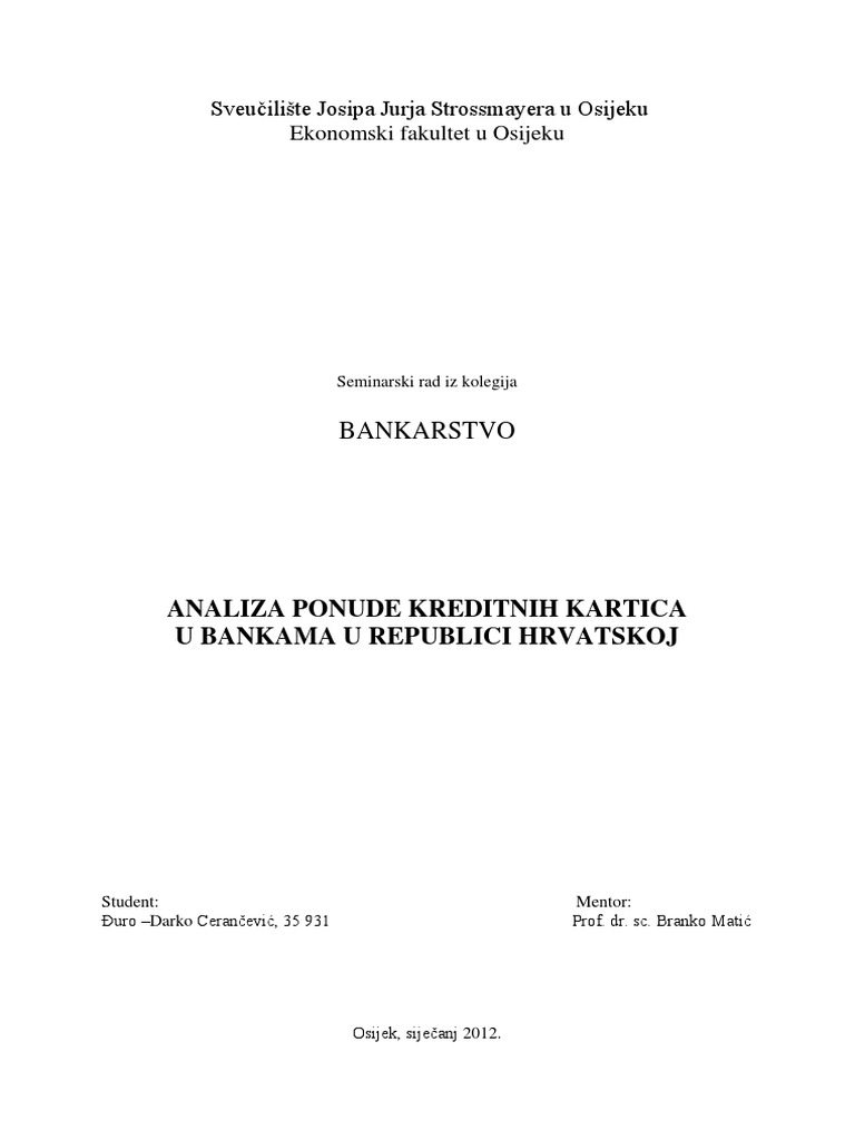 Bankarstvo - Kreditne Kartice | PDF