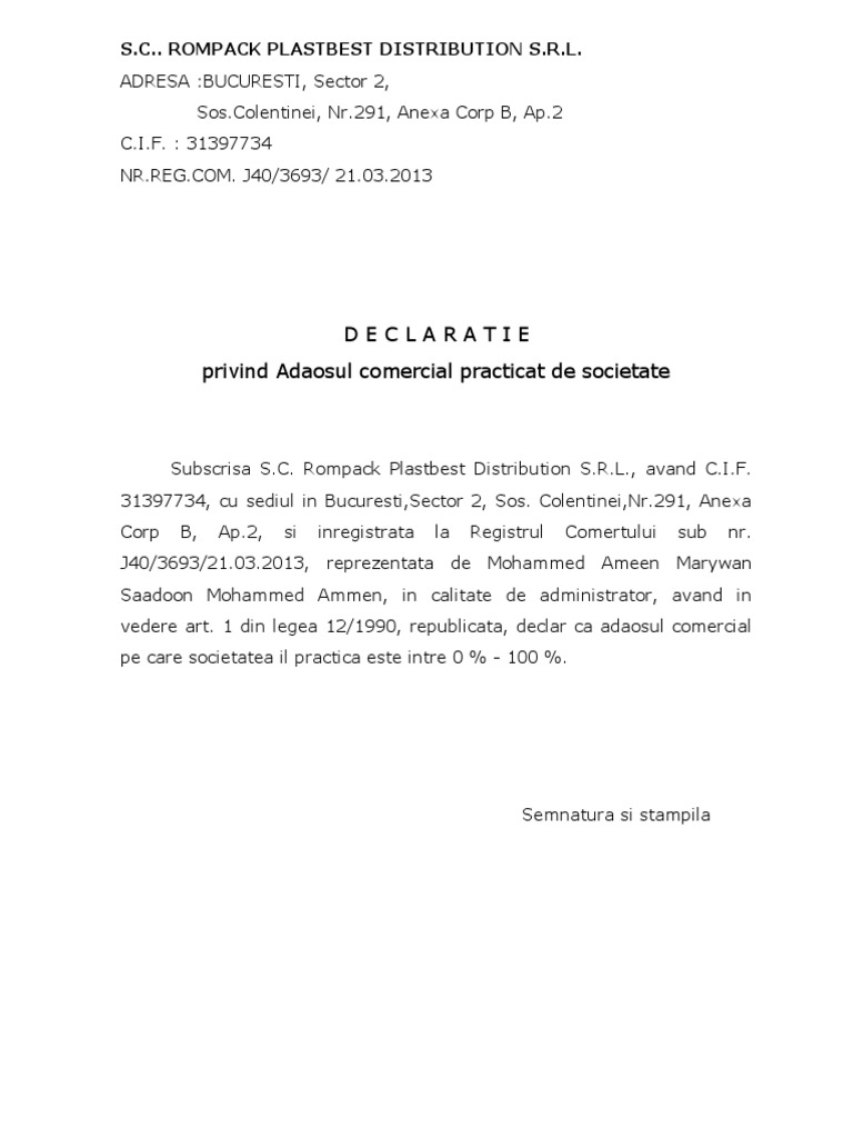 Declaración de Margen Comercial | PDF | Ciencia y matemáticas