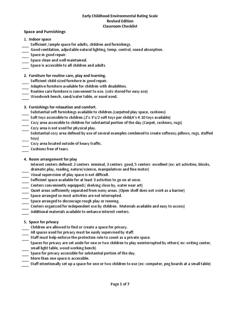 Early Childhood Environmental Rating Scale | PDF | Reason | Playground