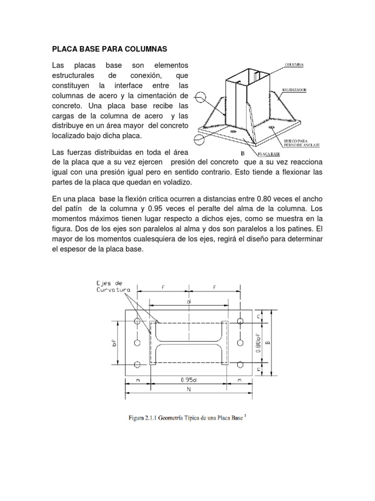 Diseño y análisis de placas base para columnas de acero con carga axial | PDF | Doblar | Hormigón