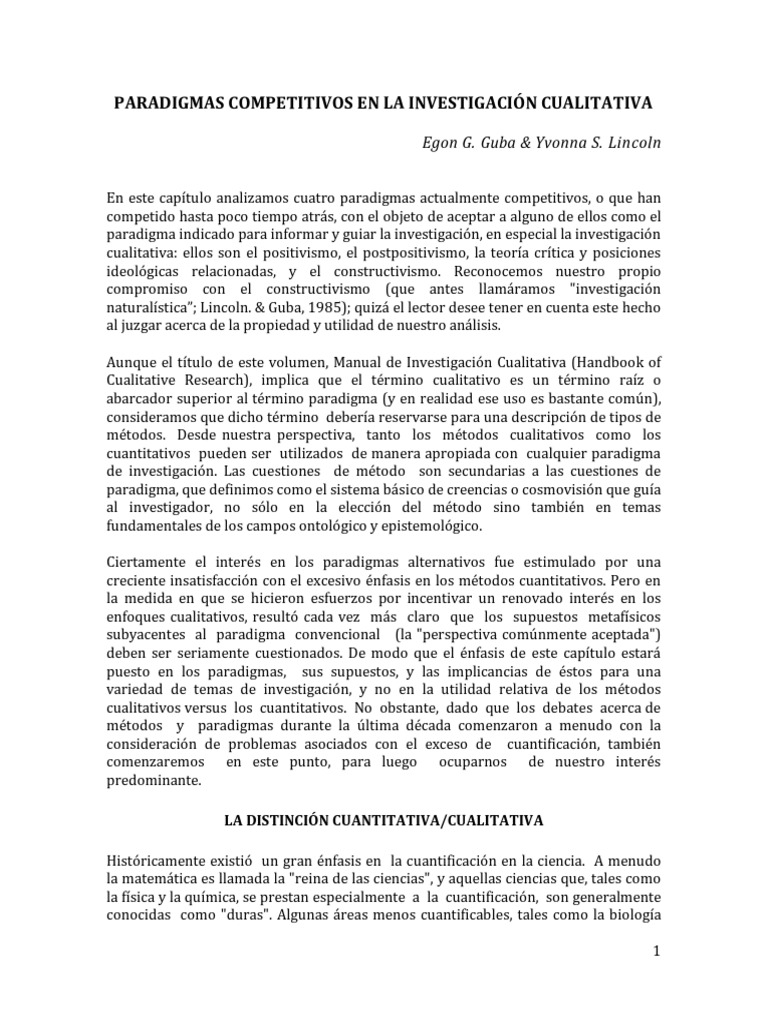 Paradigmas Competitivos en La Investigacion Cualitativa | PDF