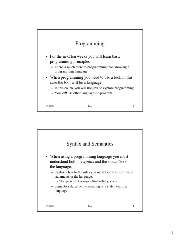 Programming: - The Syntax of A Language Is Like English Grammar ...