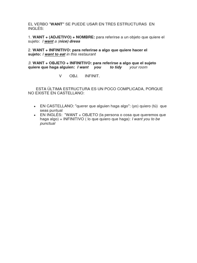 El Verbo Want | PDF