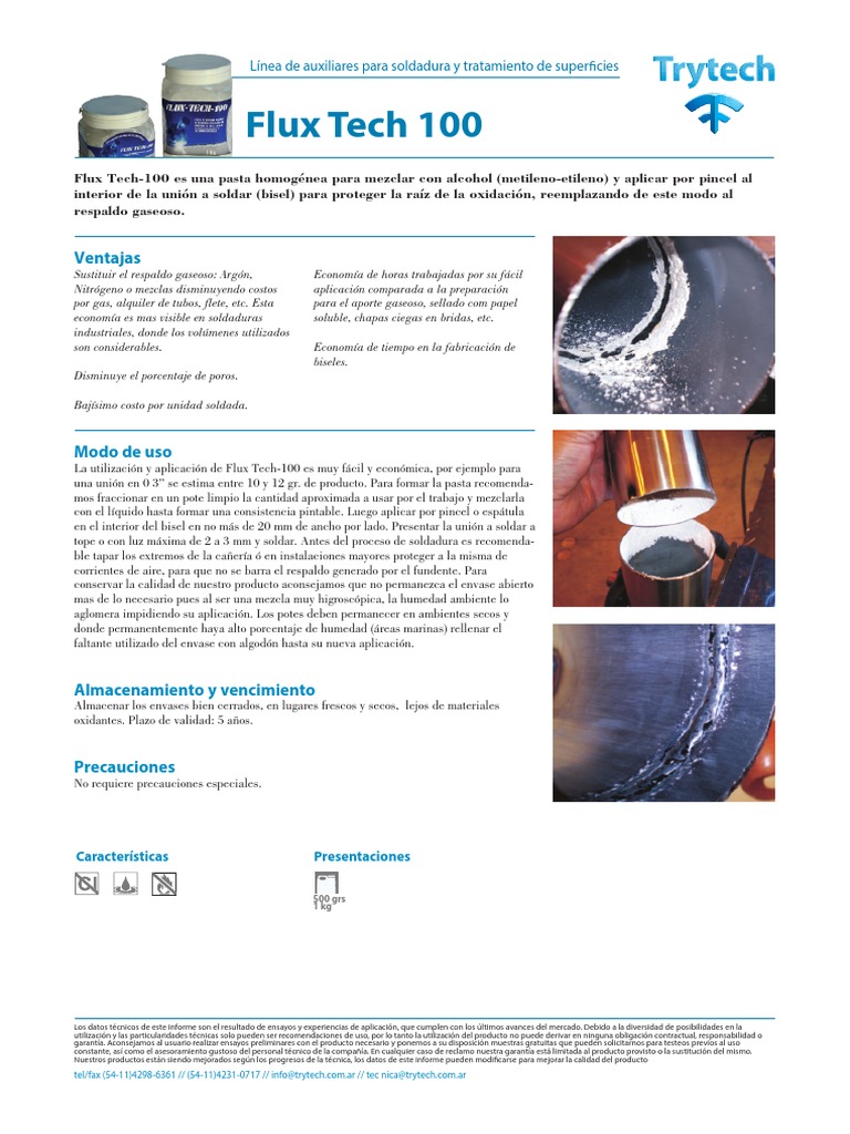 Fundente Flux Tech 100 | PDF | Soldadura | Construcción