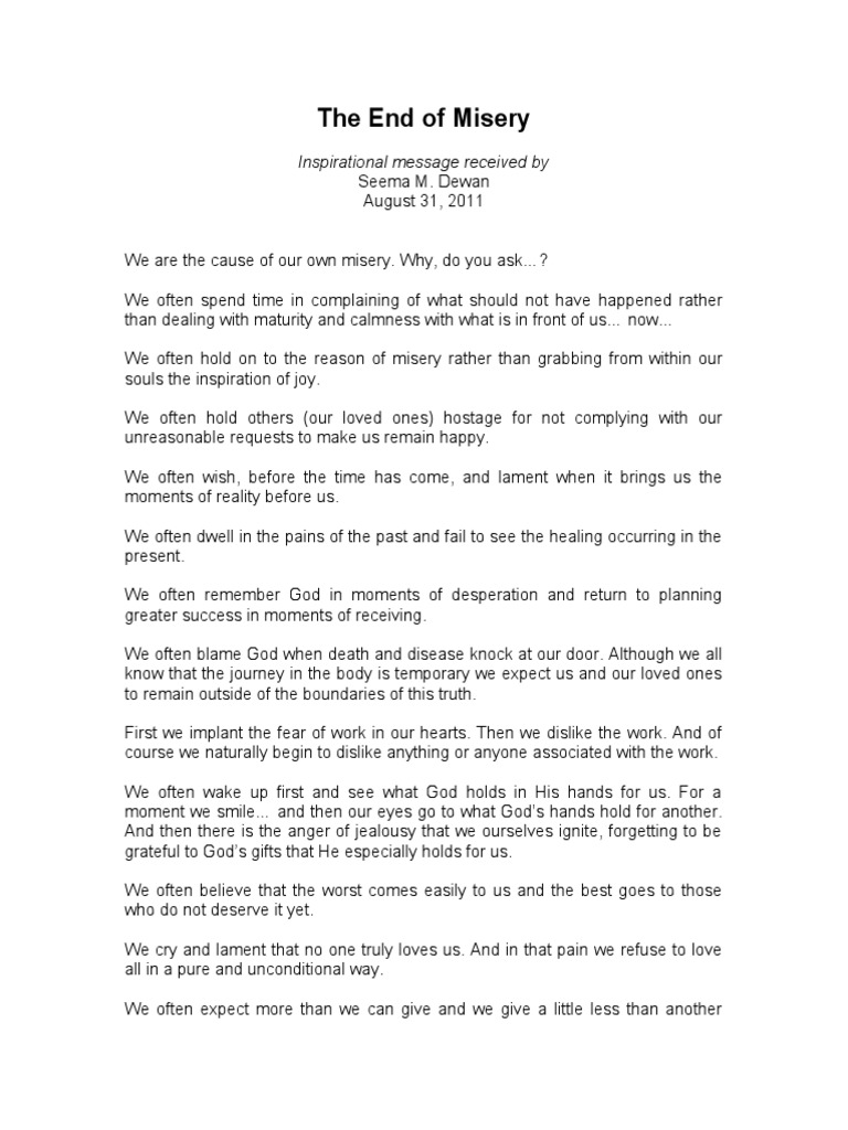 The End of Misery | PDF | Wellness | Medical