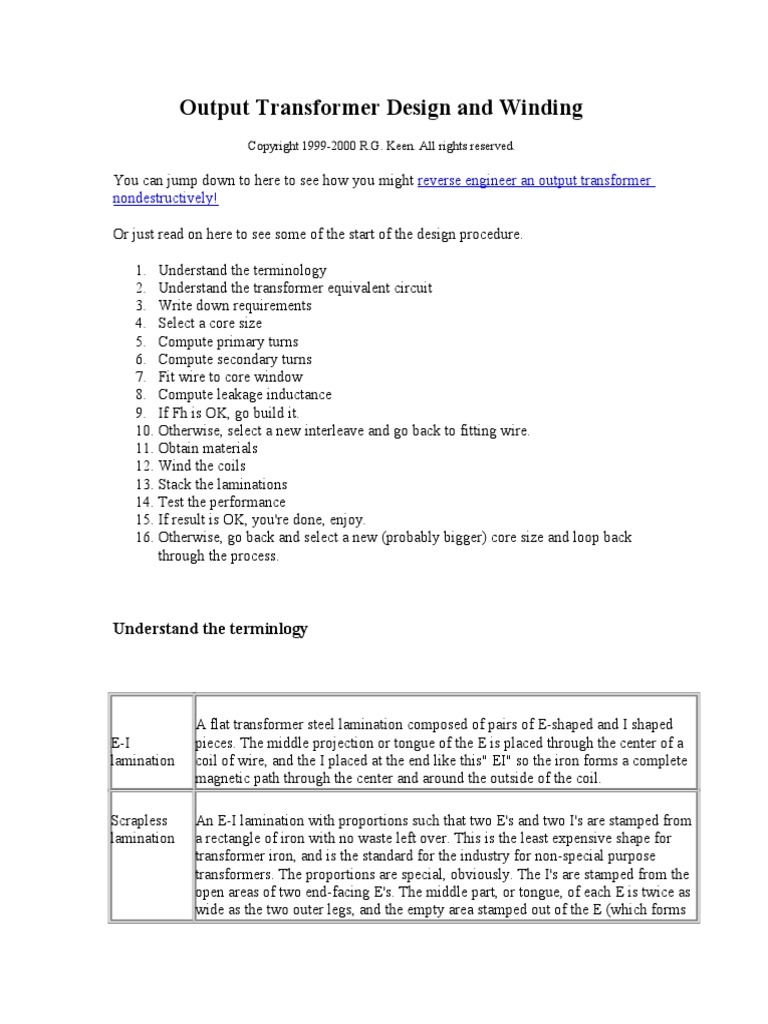 Output Transformer Design and Winding | PDF | Series And Parallel ...