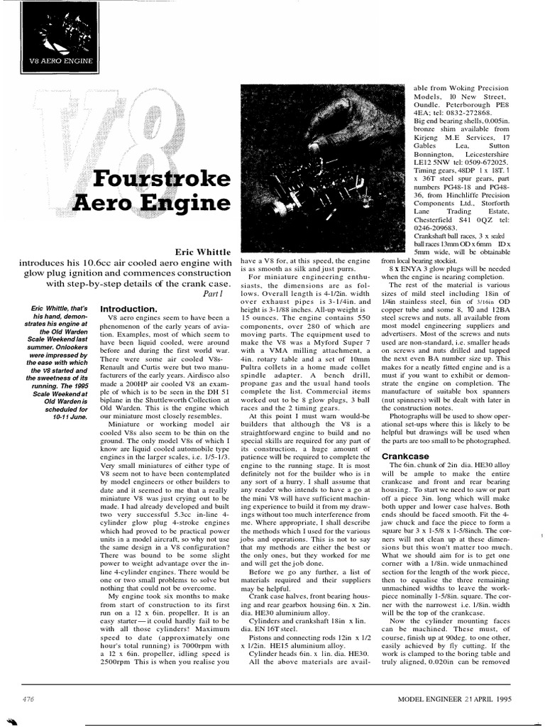 Motor Whittle V8 PDF | PDF | Machining | Drill