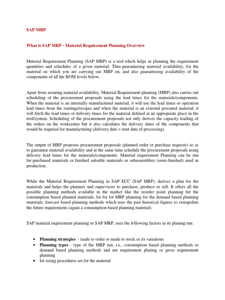 Sap MRP | Download Free PDF | Enterprise Resource Planning | Commercial ...
