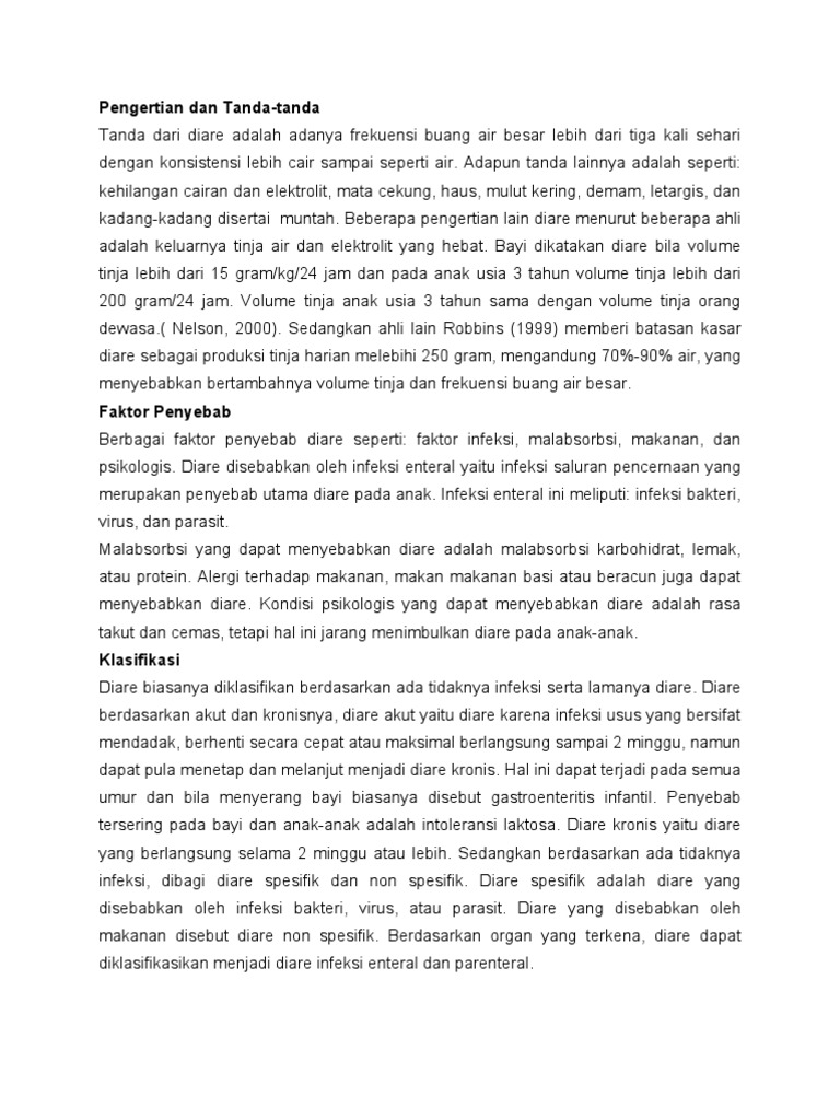 Pengertian Dan Tanda DIARE | PDF | Sains & Matematika