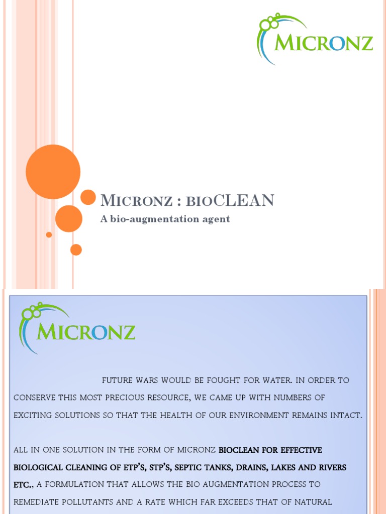 Micronz bioCLEAN | PDF | Wastewater | Microorganism