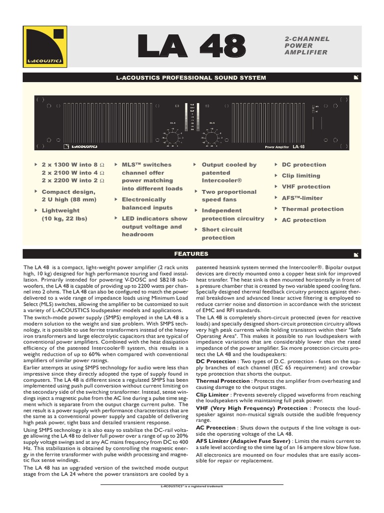 LA48 | PDF | Amplifier | Loudspeaker