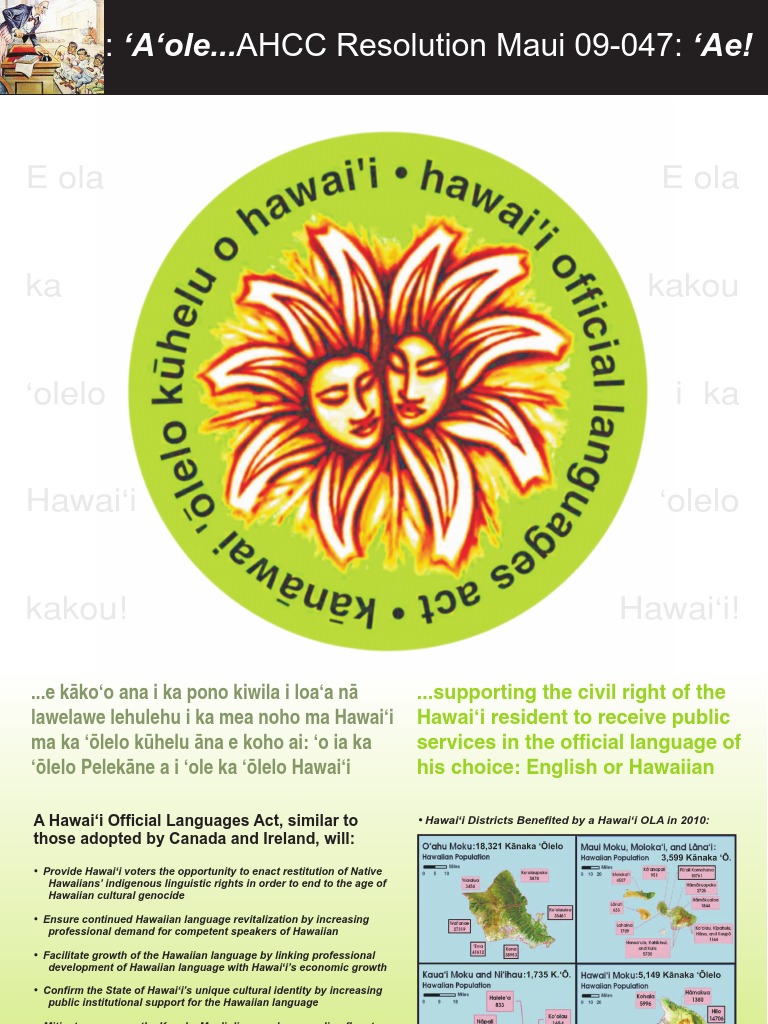 AHCC 2009 Convention Hawai'i Official Languages Act Resolution 09-047 ...