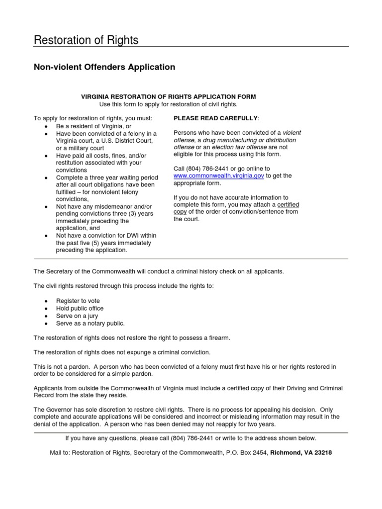 Restoration of Rights | PDF | Felony | Notary Public