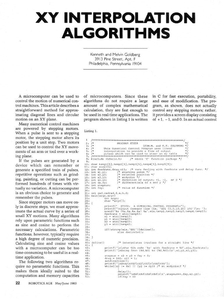 Xy Interpolation Algorithms Pdf Numerical Control Derivative