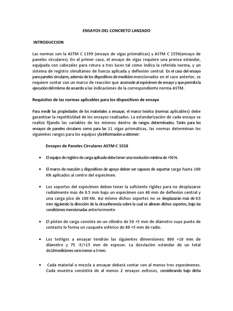 Ensayos de Concreto Lanzado según ASTM | PDF | Desviación Estándar | Acero