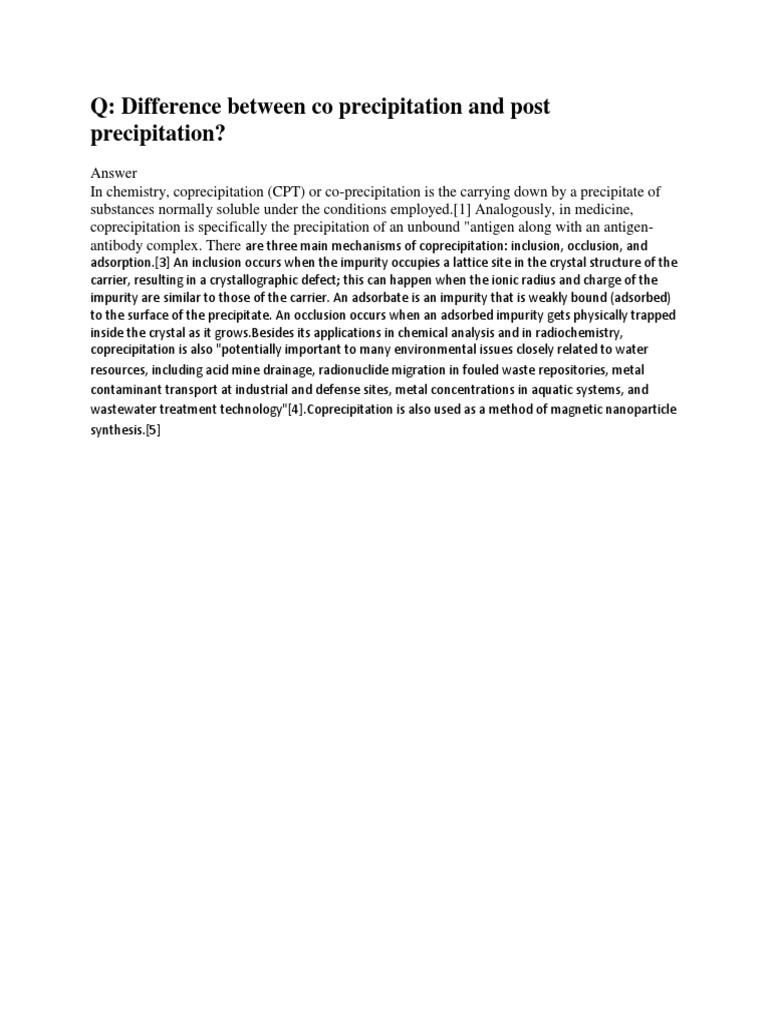 Co Precipitation and Post Precipitation | PDF | Chemical Substances ...