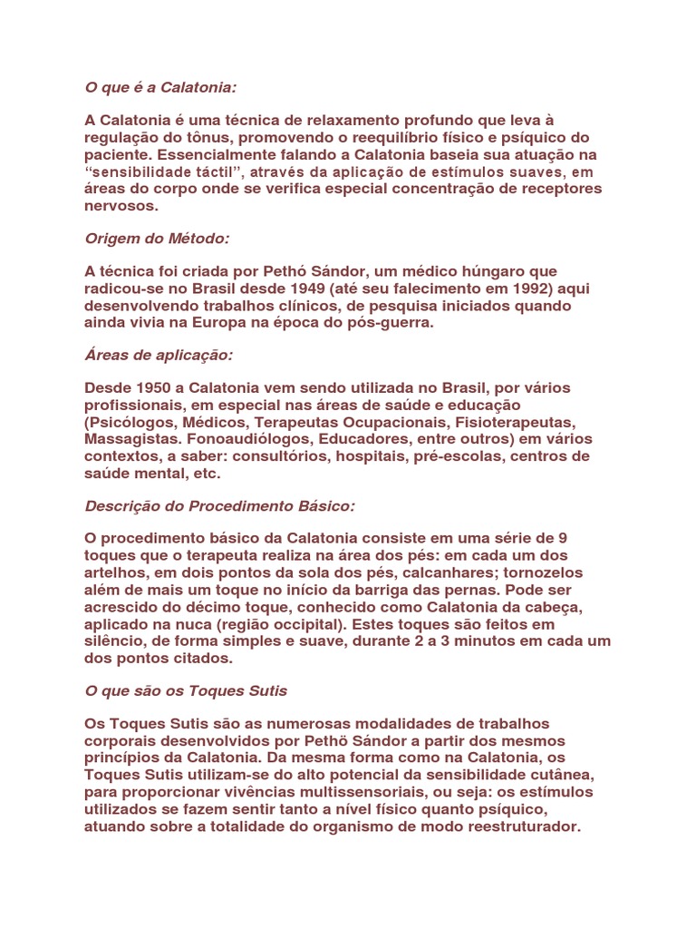 Calatonia | PDF | Nervo | Estímulo (Fisiologia)