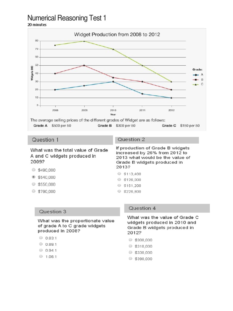 Test For Interviews - Numerical Reasoning Test 1 | PDF