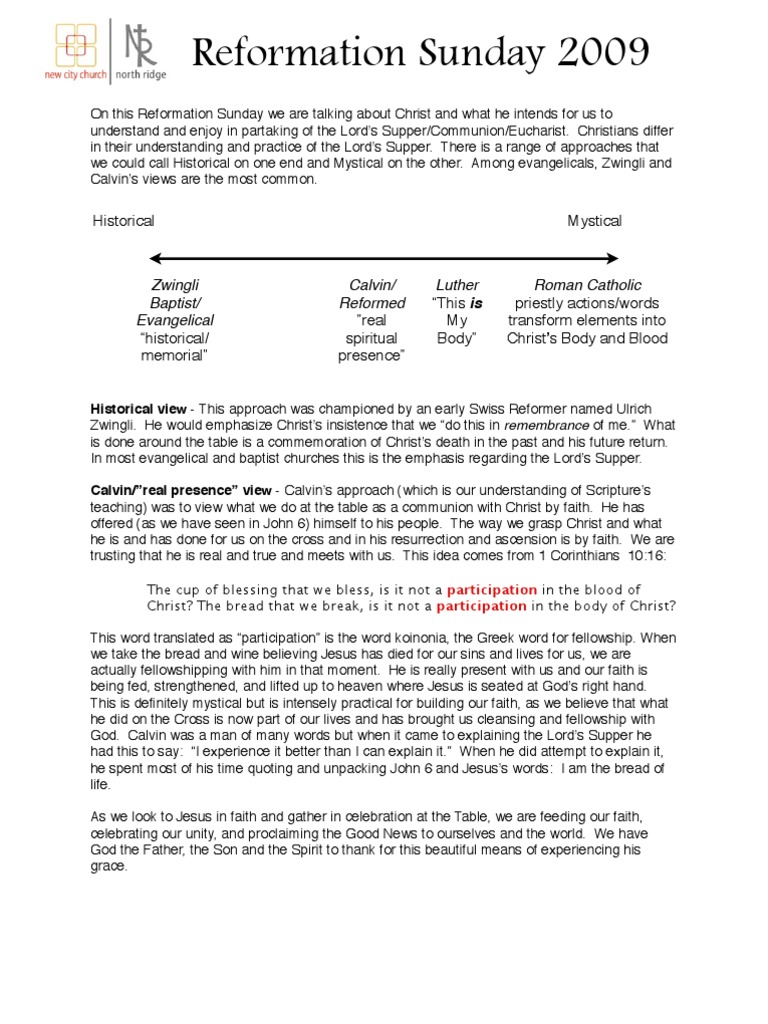 Communion Reformation 09 | PDF | Eucharist | Christian Denominational ...