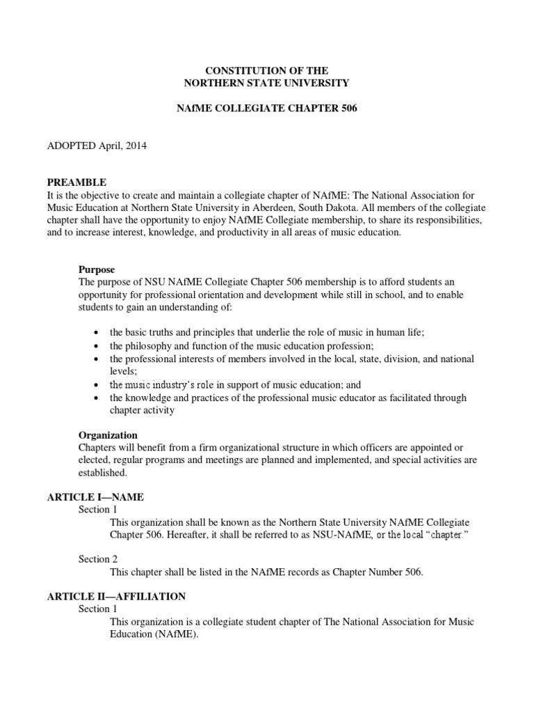 Constitution Nafme Collegiate 506 | PDF | Board Of Directors | Music ...