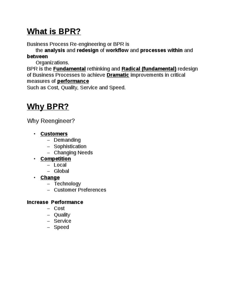 What Is BPR?: Why Reengineer? | PDF | Systems Engineering | Accountability