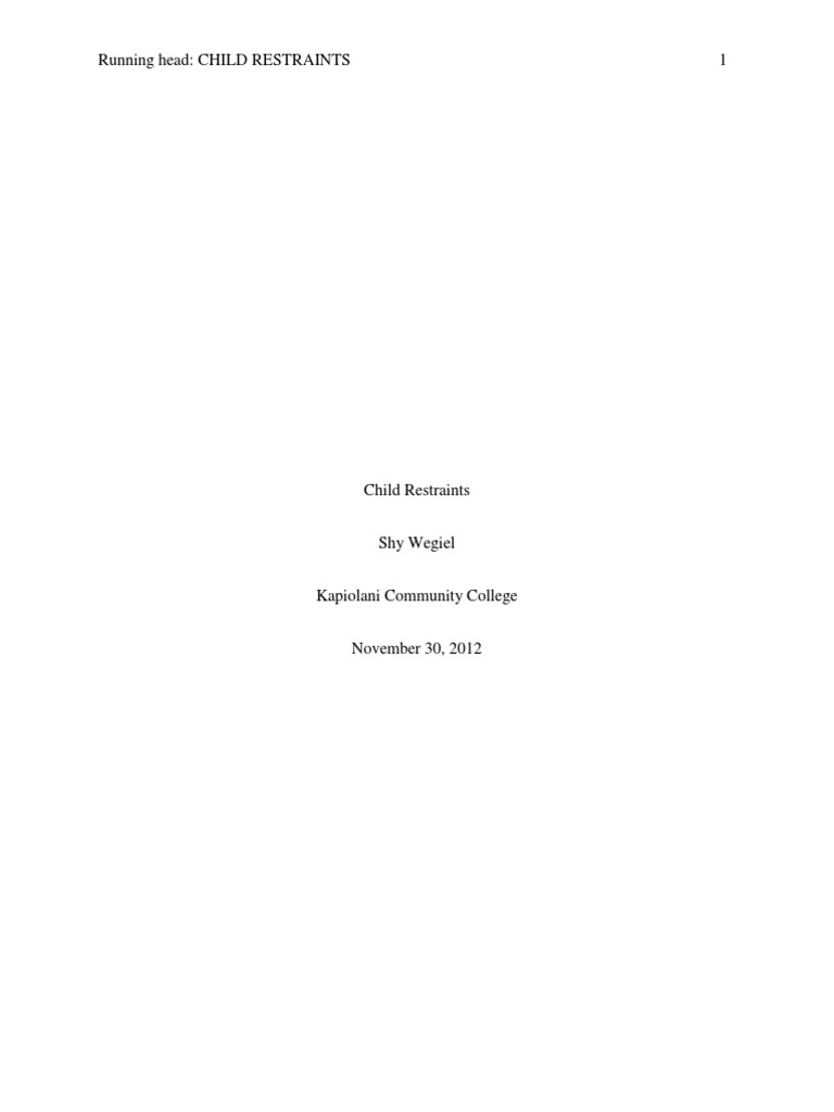 Child Restraints | PDF | Nursing | Autonomy