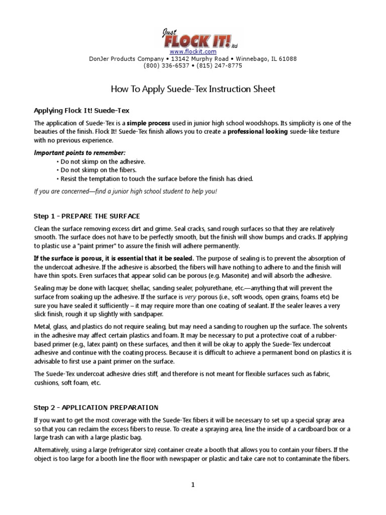How To Apply Suede-Tex - 3 | PDF | Paint | Manmade Materials