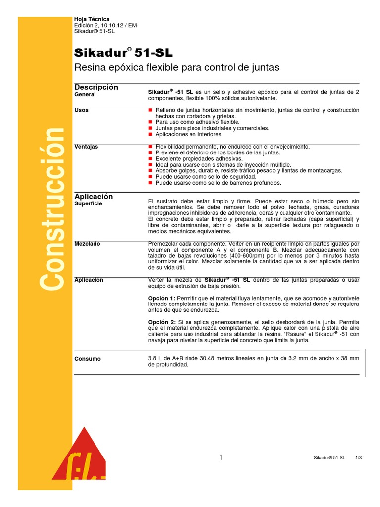 Ht-Sikadur 51 SL (-) | PDF | Agua | Química