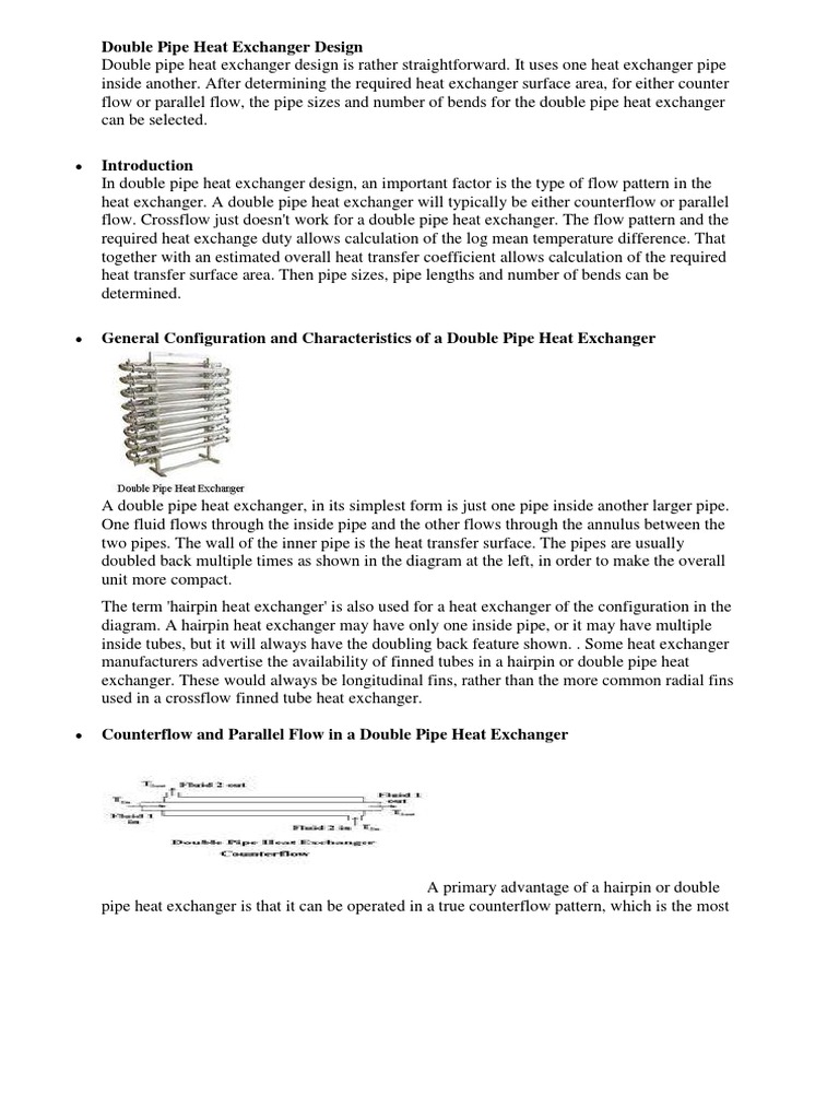 Double Pipe Heat Exchanger Design Calculations and Modeling for ...