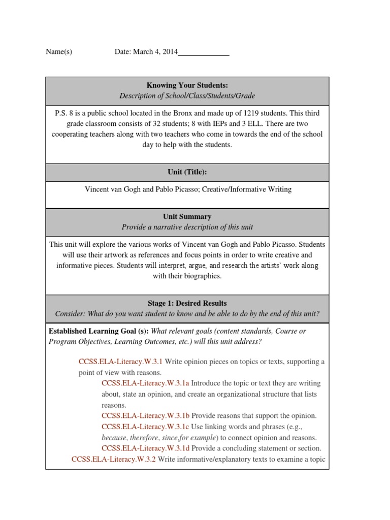 Knowing Your Students:: Description of School/Class/Students/Grade ...