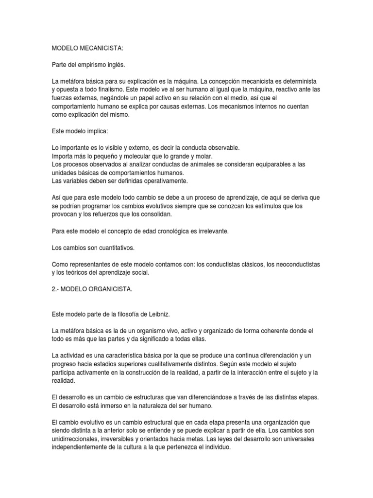 Modelo Mecanicista | PDF | Carné de identidad | Sicología