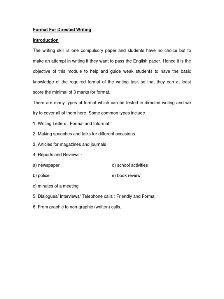 Format For Directed Writing | PDF