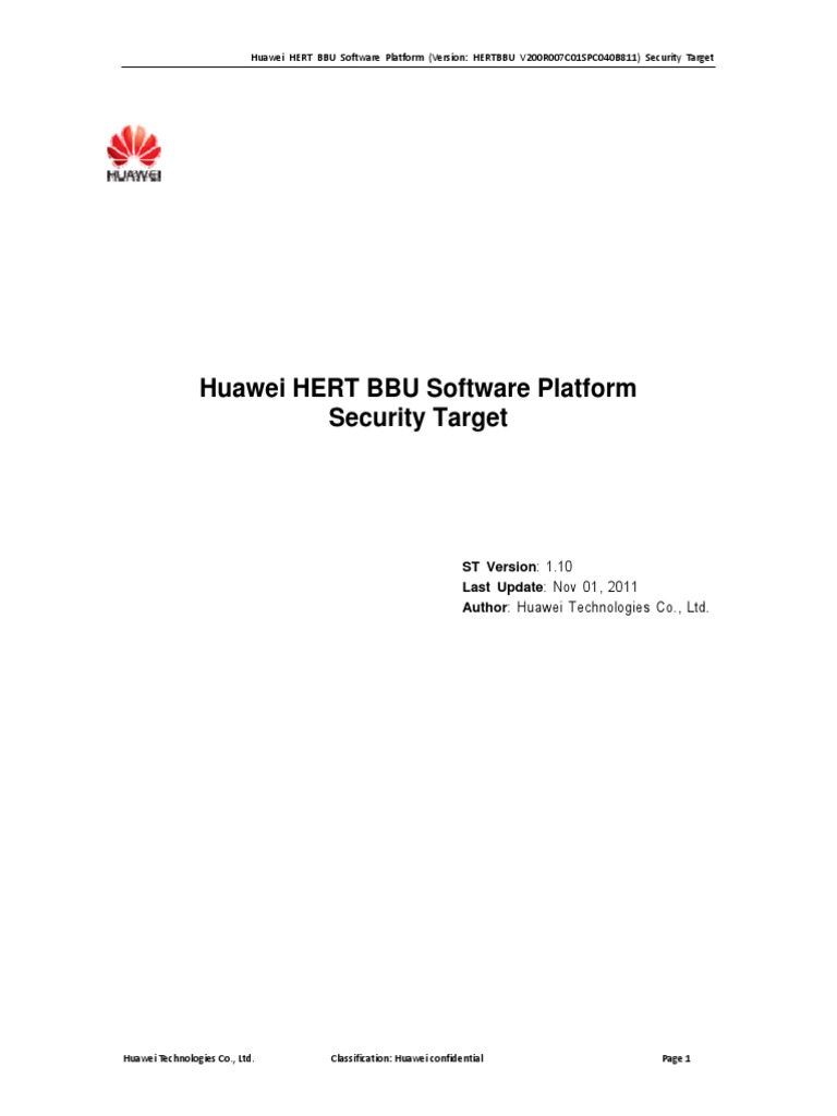 Huawei HERT BBU Software Platform Security Target 1.10 | PDF | Security ...