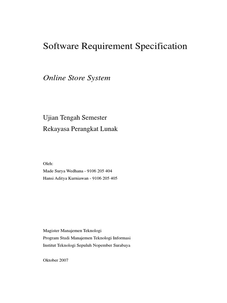 Contoh Dokumen SRS Aplikasi Online Store | PDF | Bisnis