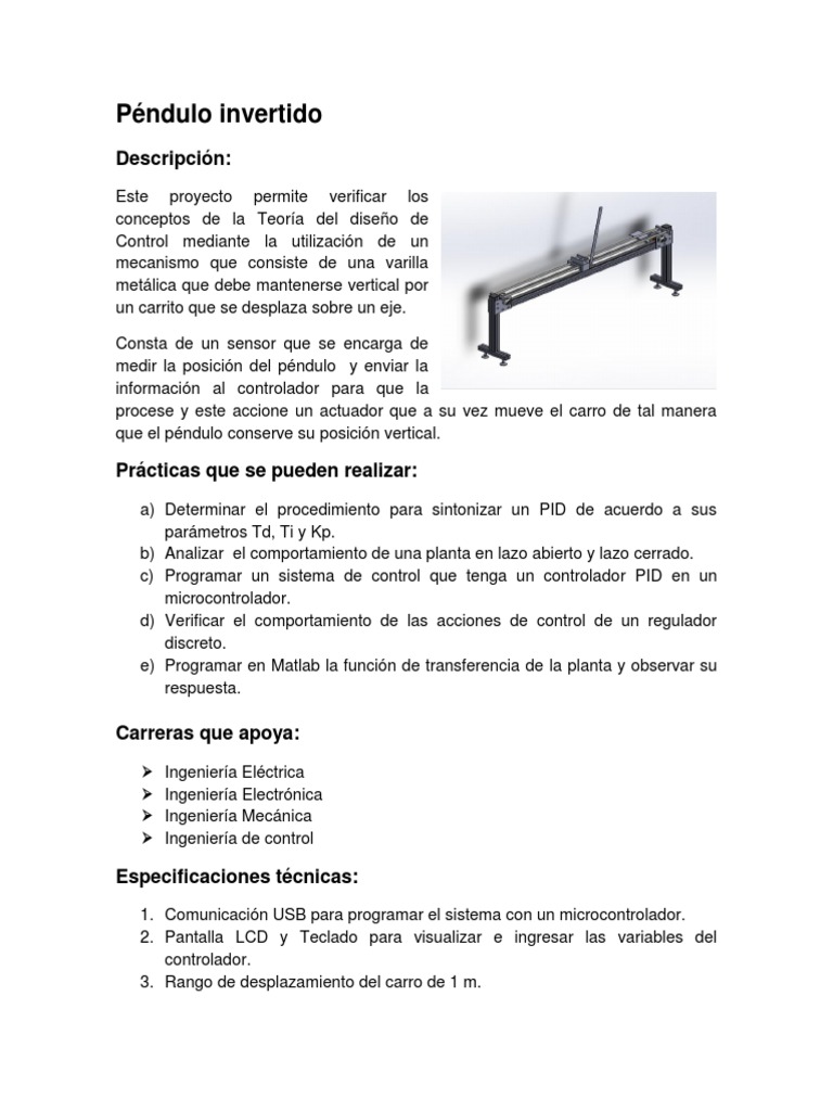 Ficha Tecnica - Péndulo Invertido | PDF | Tecnología