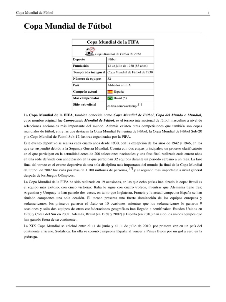 Copa Mundial de Fútbol | PDF | Viajes y turismo