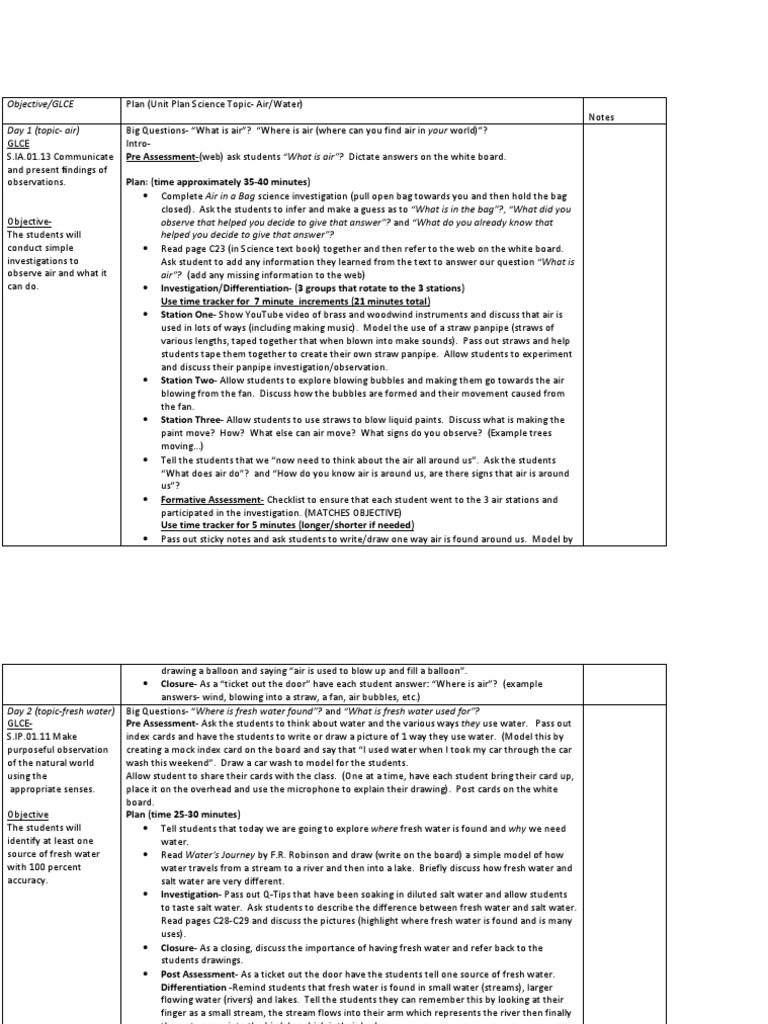 Unit Plan Science | PDF | Water Cycle | Educational Assessment