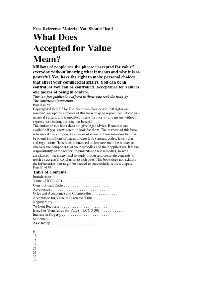Accept For Value | PDF