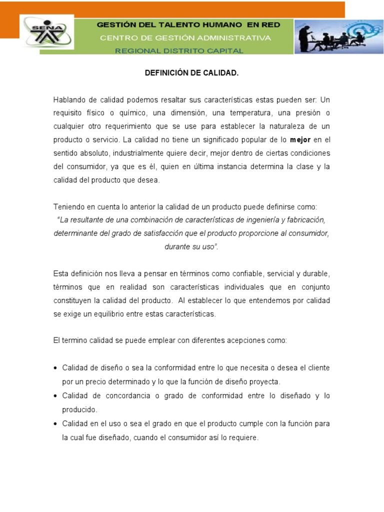 Definición y Control de Calidad Industrial | PDF | Calidad (comercial ...