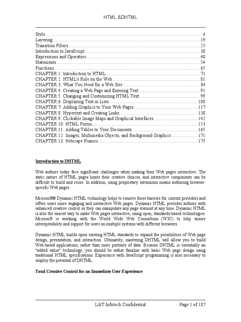 Html And Dhtml Download Free Pdf Dynamic Html Document Object Model