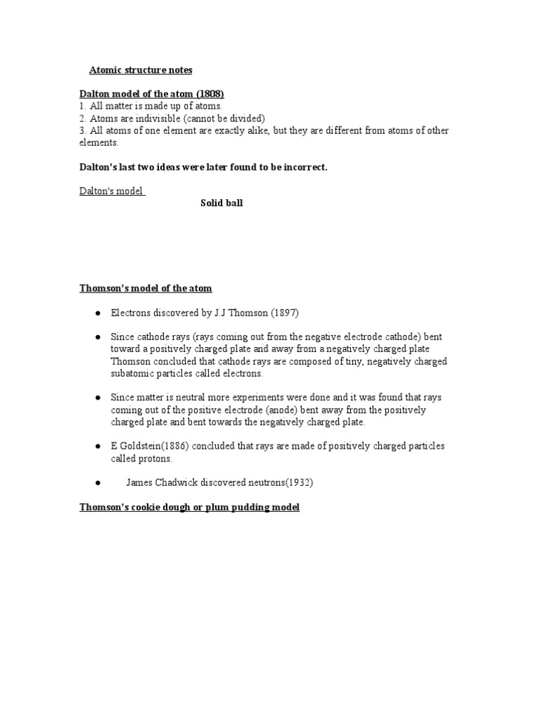 Atomic Structure Notes | PDF | Atomic Orbital | Atoms