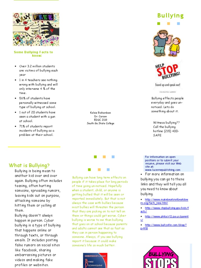 Bullying Brochure Educ 2110 | PDF