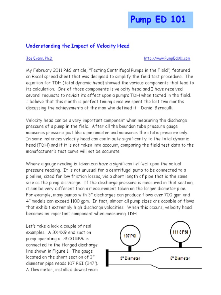 Velocity Head | Download Free PDF | Pump | Hydraulic Engineering