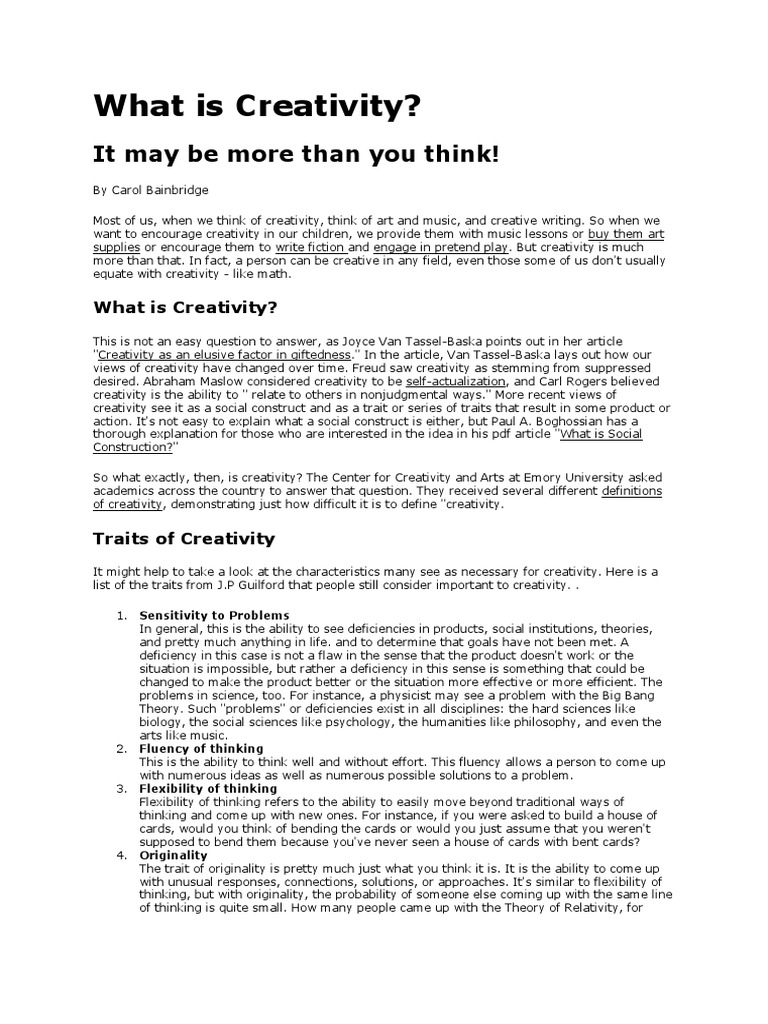 What Is Creativity | Download Free PDF | Creativity | Thought